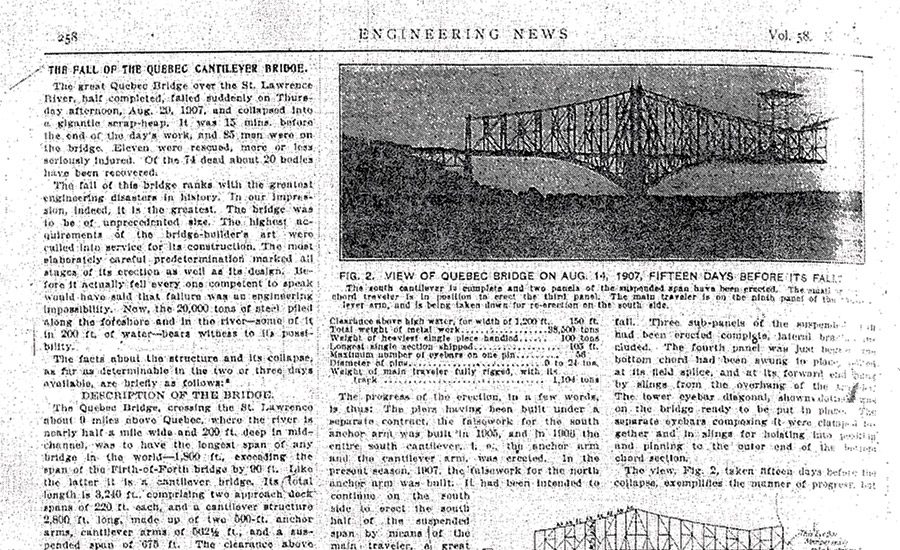 ENR’s Coverage of the 1907 Collapse of the Quebec Bridge | Engineering ...
